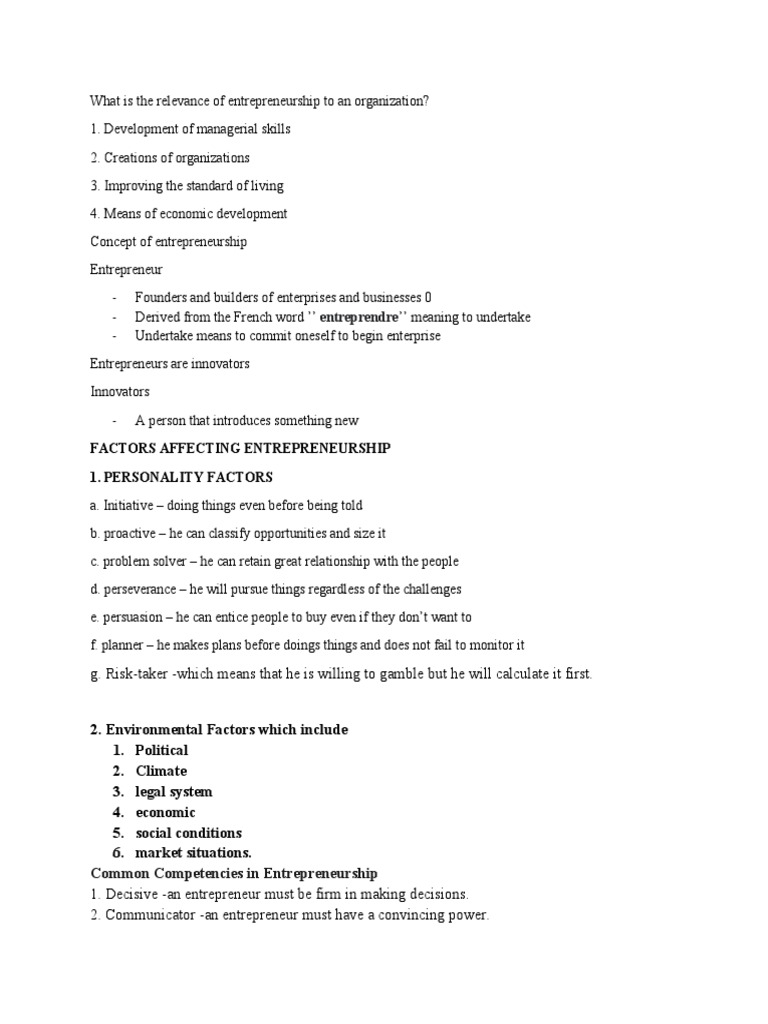 What Is The Relevance of Entrepreneurship To An Organization | PDF ...