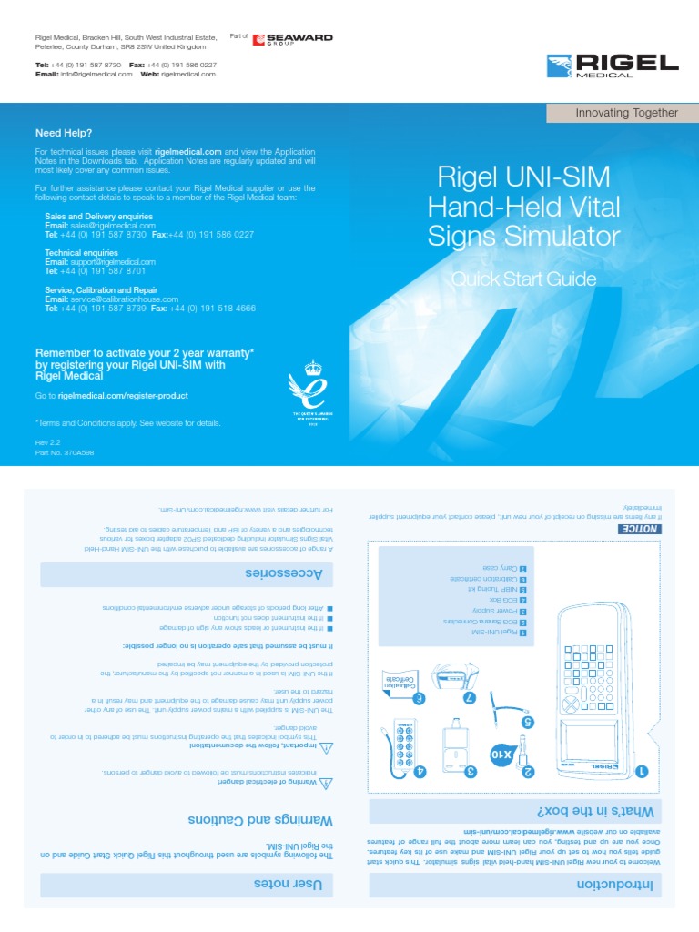 370A598 Uni Sim Quick Start Guide 12.09.2019 PRINT - Rev 2.2 - WEB ...