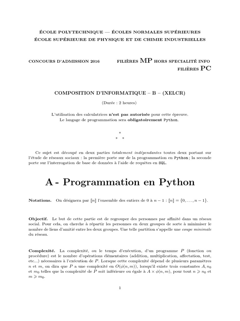 Informatique 2016 | PDF | Programmation informatique | Python (Langage ...
