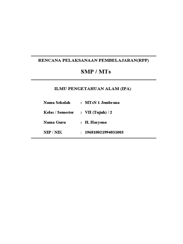 Contoh RPP K-13 | PDF