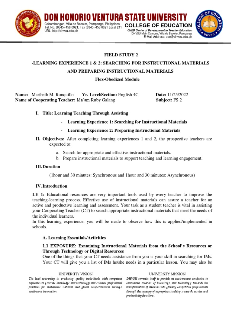 Learning Experience 01 & 02 | PDF | Communication | Learning