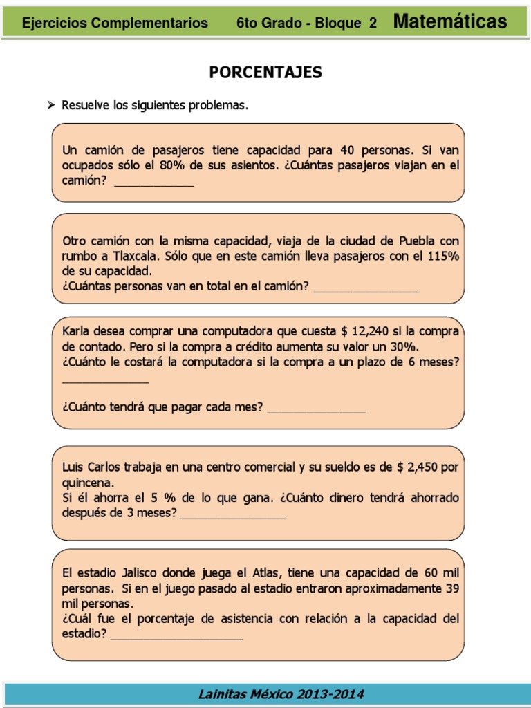 Resolviendo problemas de porcentajes en situaciones de la vida ...