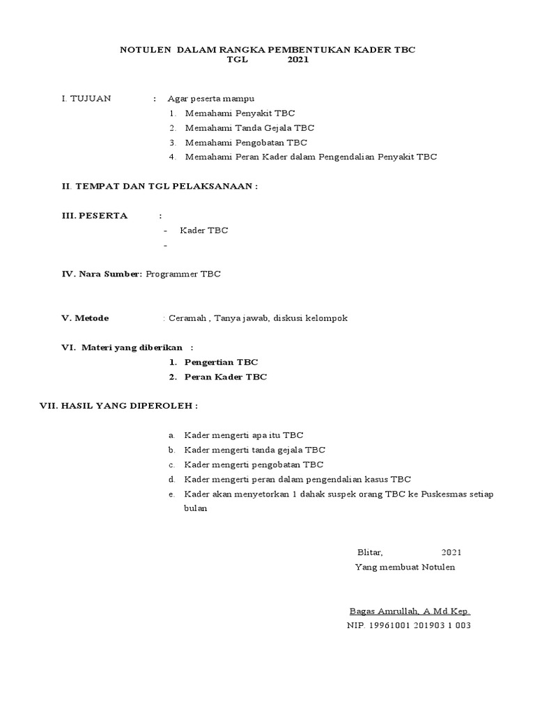 Notulen Pembentukan Kader Pdf
