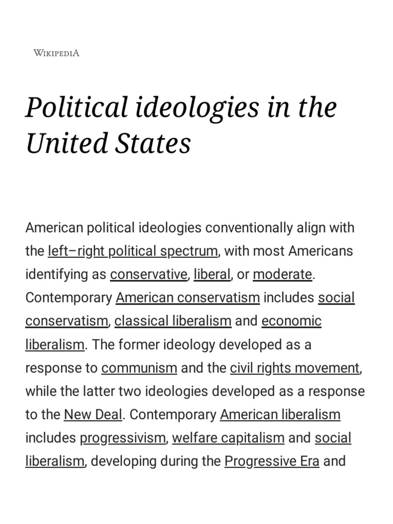 Political Ideologies in The United States - Wikipedia PDF | PDF ...