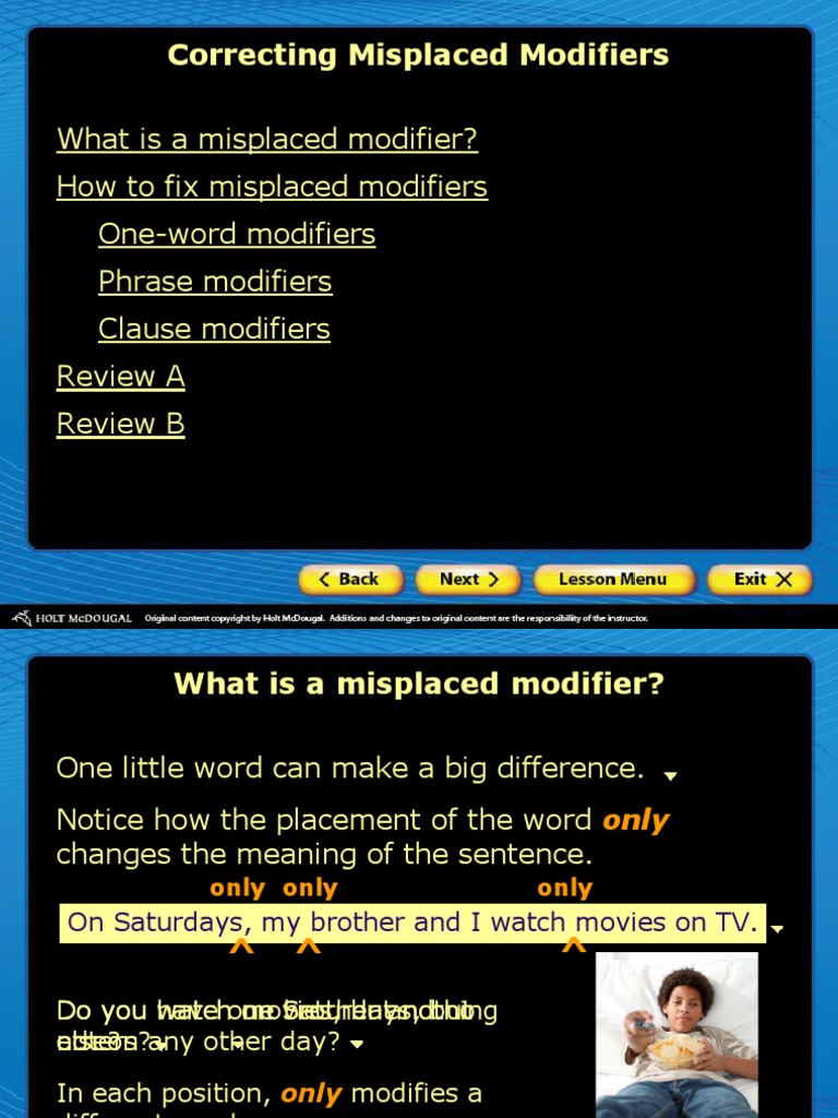 Misplaced Modifiers PDF | PDF | Clause | Phrase