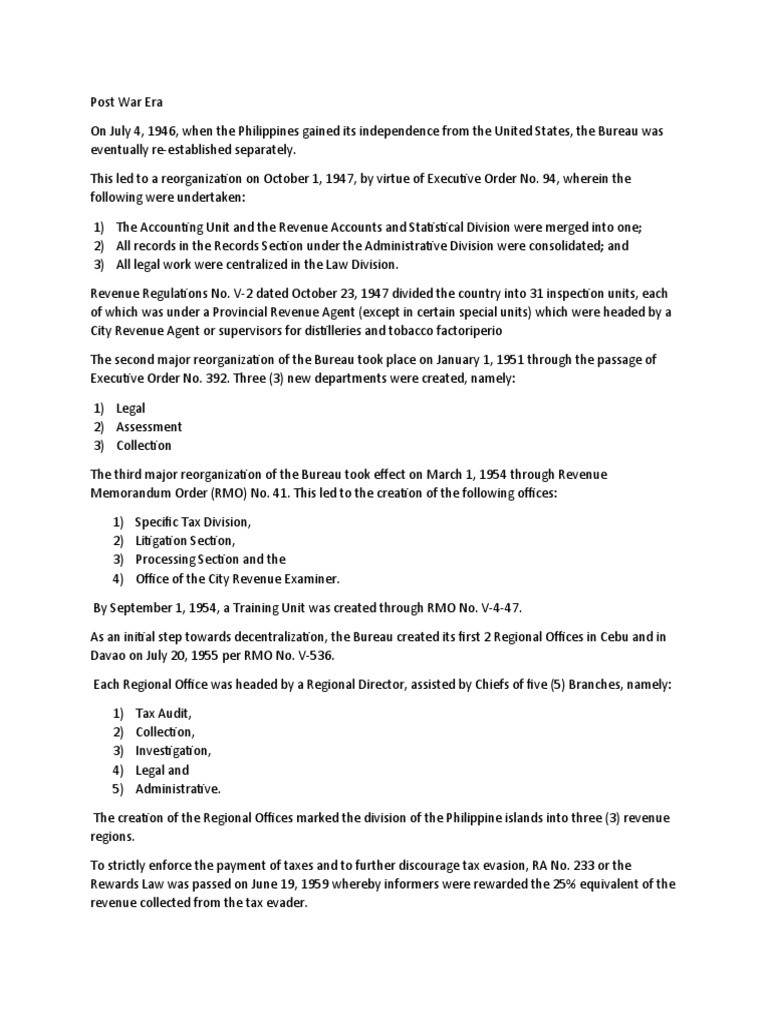 Evolution of The Taxation in The Philippines Post War Marcos Aquino ...