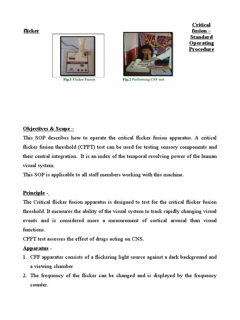 Critical Flicker Fusion SOP | PDF | Neuroscience