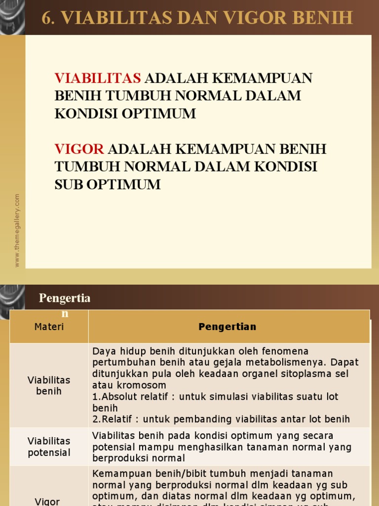 Kuliah Ke 5 VIABILITAS DAN VIGOR BENIH | PDF