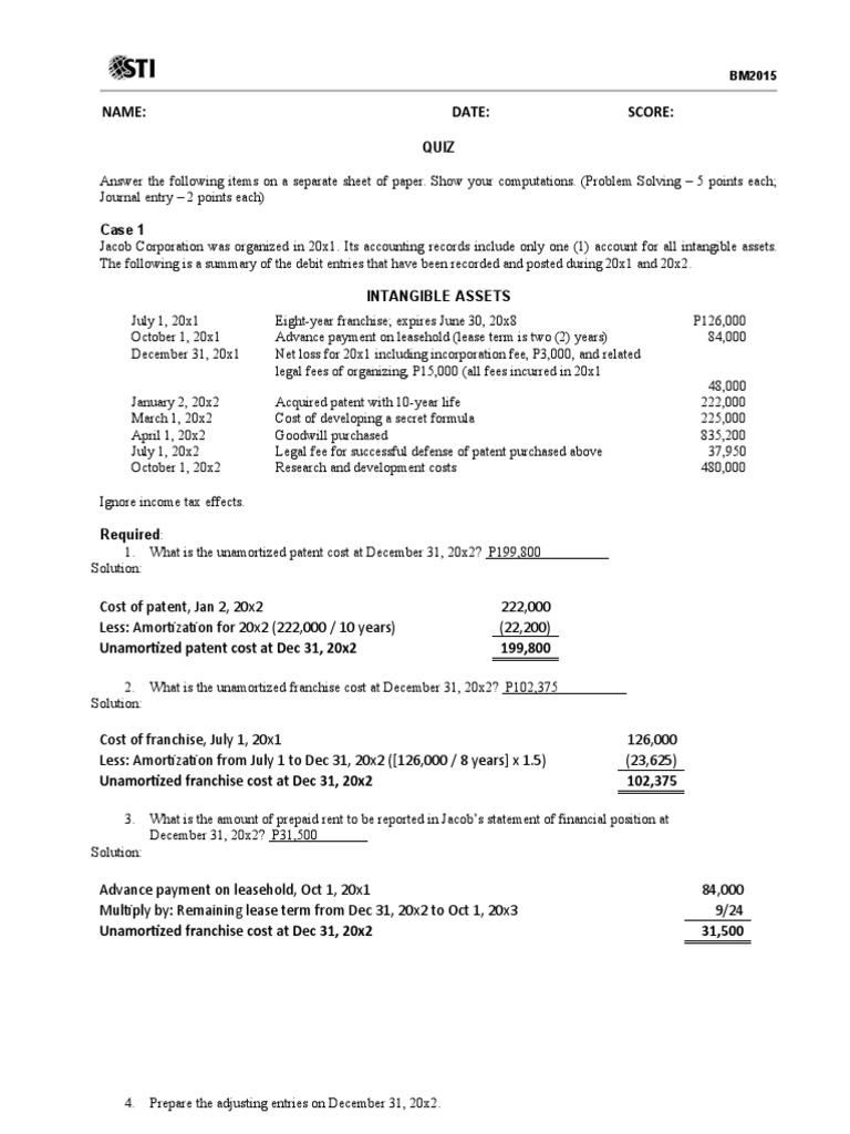 01 Quiz 1 | PDF | Debits And Credits | Goodwill (Accounting) 01 Quiz 1 | PDF | Debits And Credits | Goodwill (Accounting)