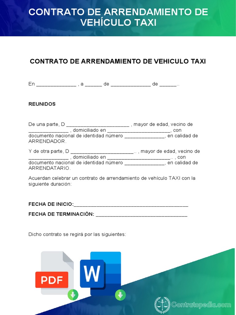 Contrato de Arrendamiento de Taxi | PDF | Estado (política) | Transporte