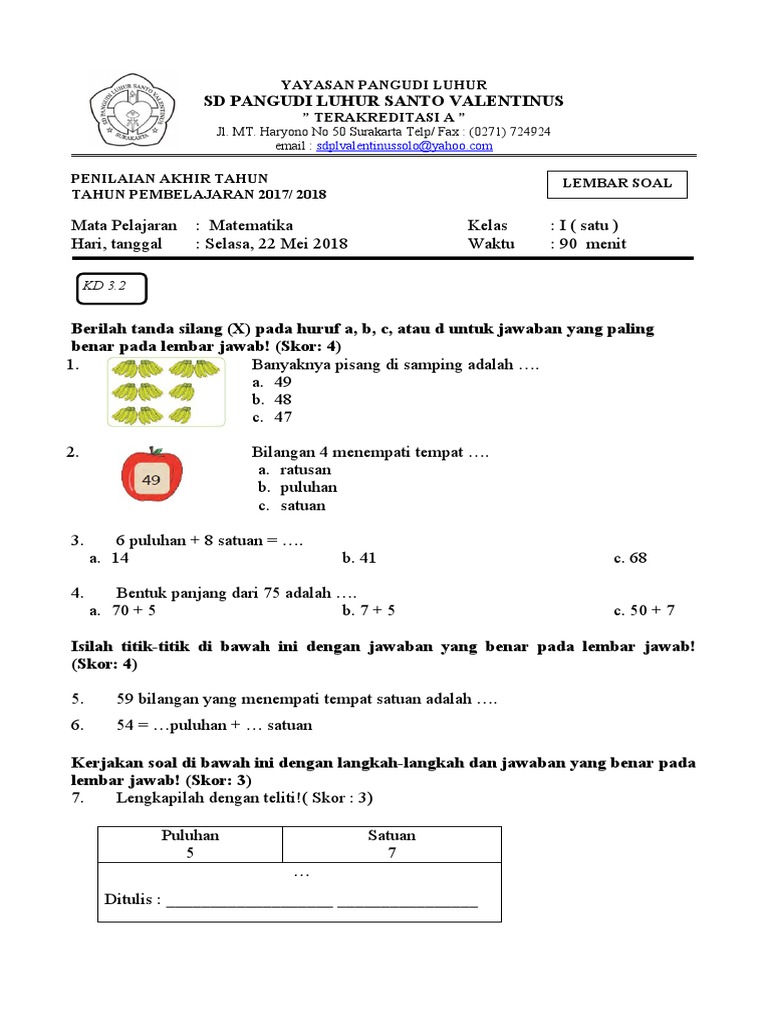 Soal Matematika 1 | PDF