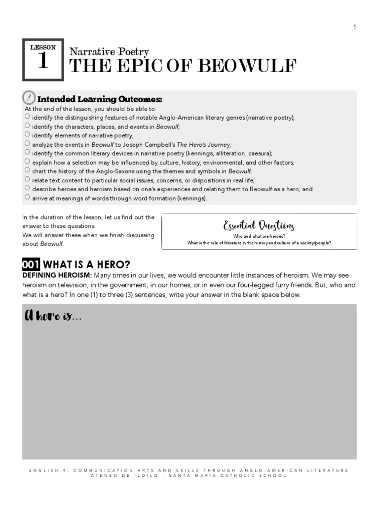 001 Narrative Poetry - The Epic of Beowulf | PDF | Beowulf | Germanic ...