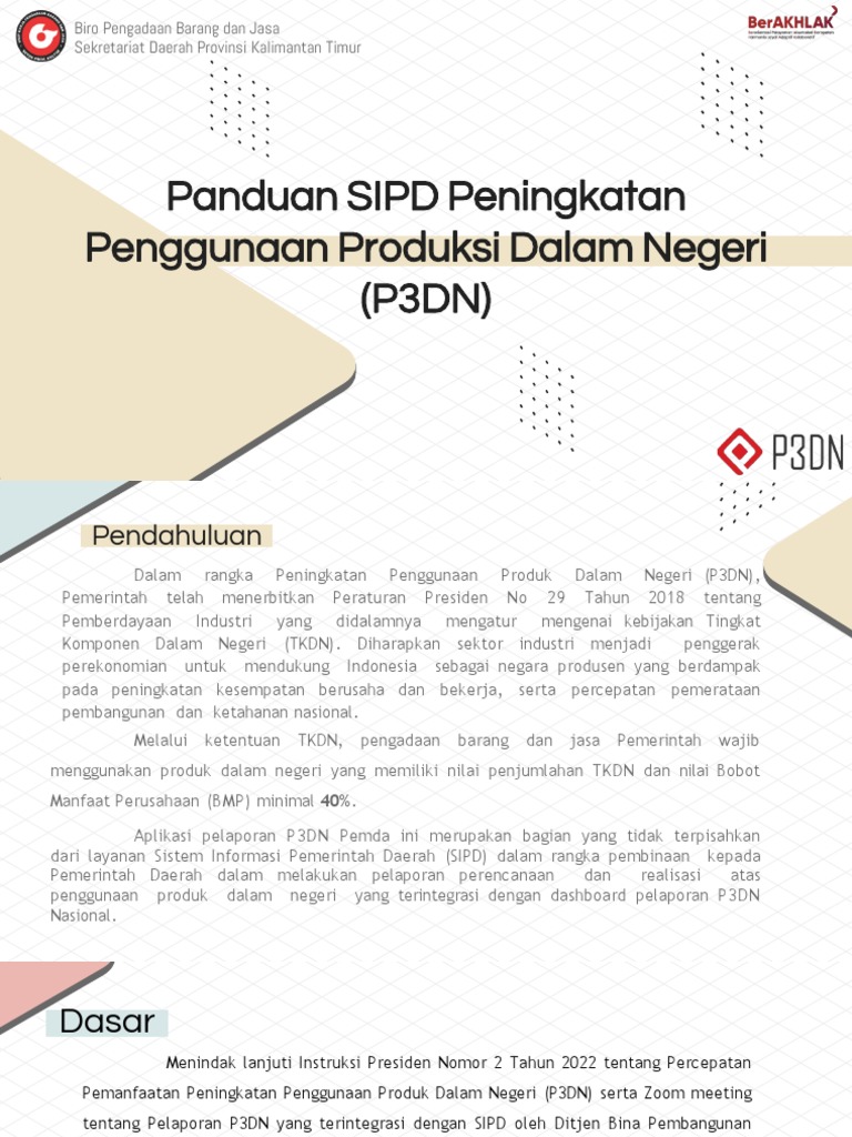 Panduan Aplikasi P3DN SIPD 2022 | PDF