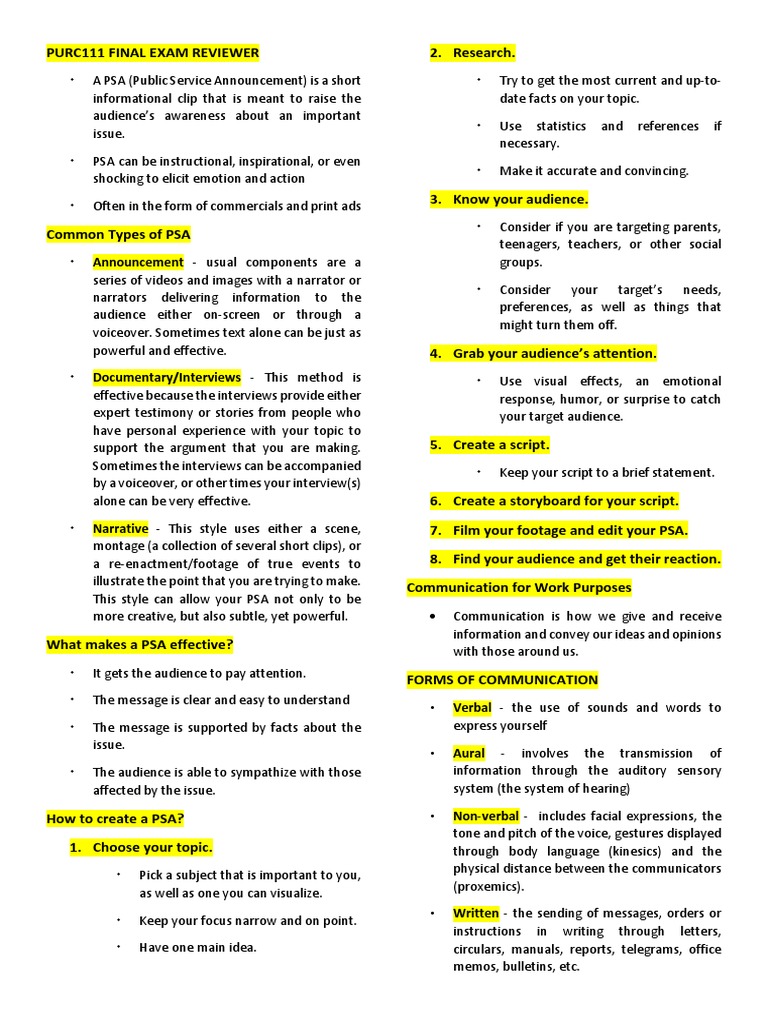 Purc111 - Final Exam - Reviewer | PDF | Communication | Nonverbal Communication