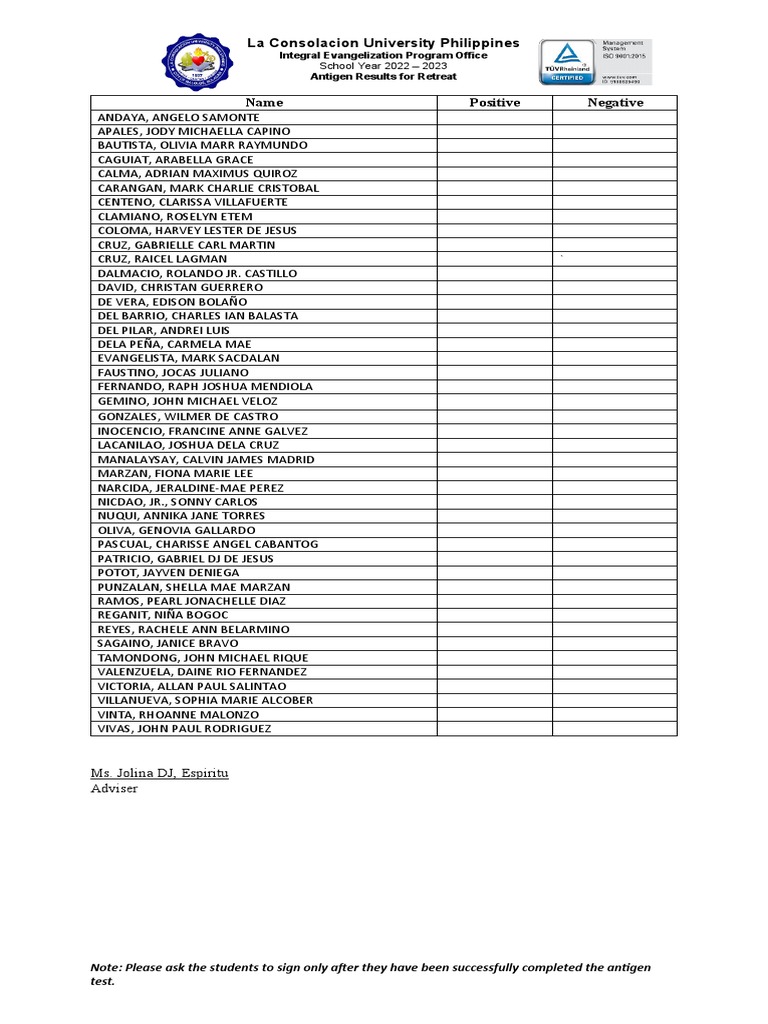 Antigen Sheet To Be Filled by The Advisers For HSU | PDF