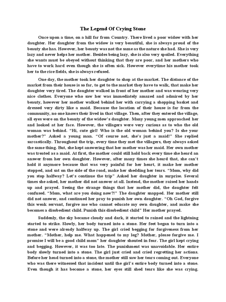 Story Tellng The Legend of Crying Stone | PDF