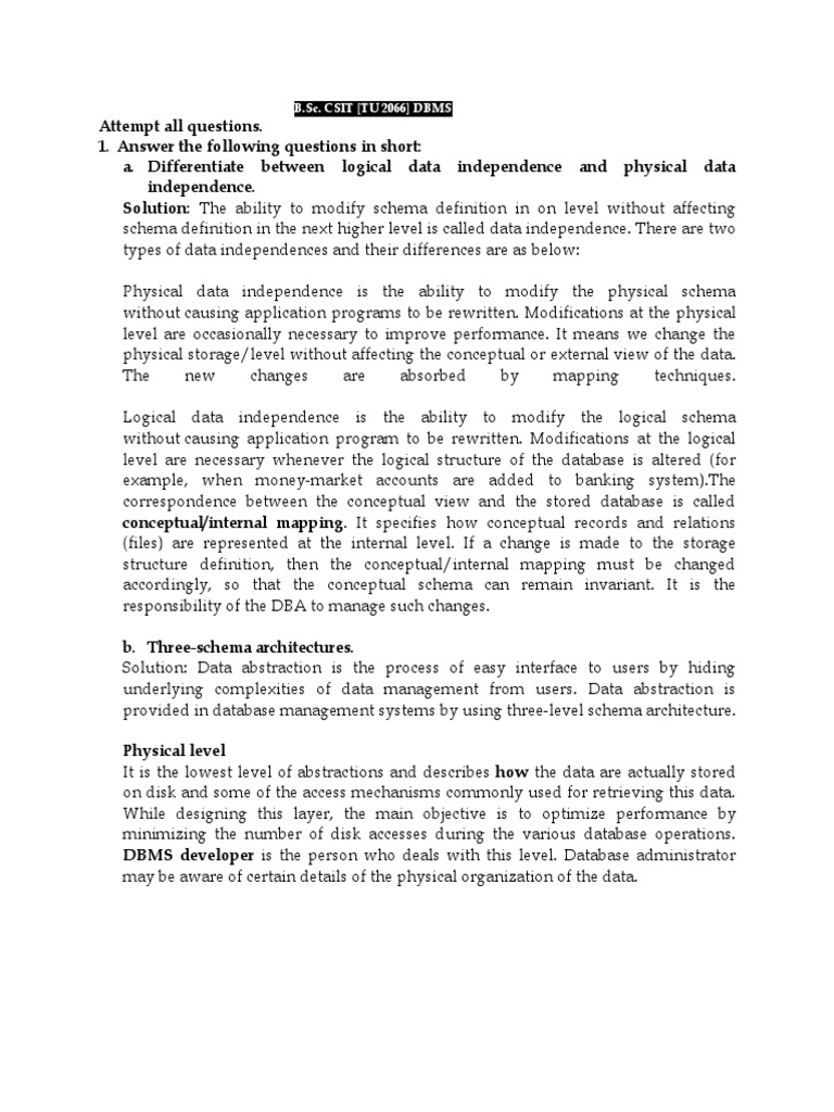 DBMS Solution | Download Free PDF | Databases | Database Transaction