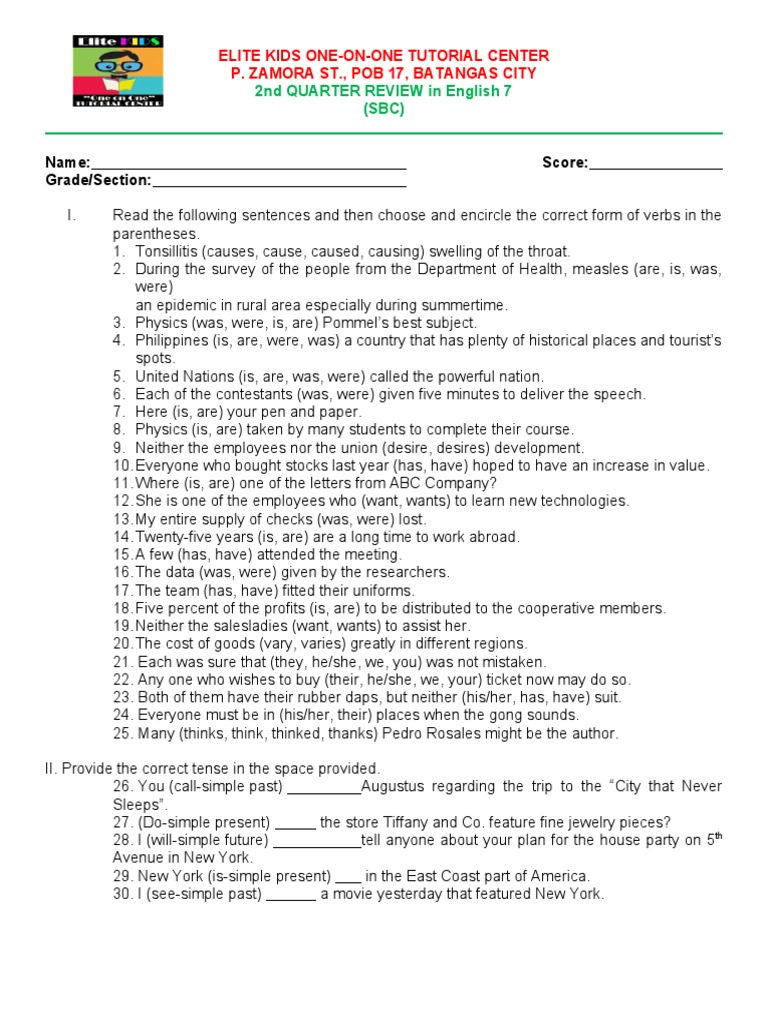 7 English g7 OK | PDF | Verb | Grammar