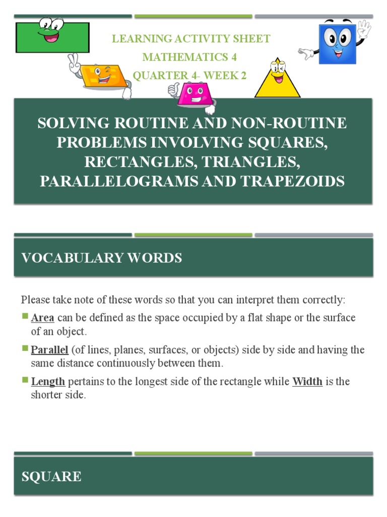 Geometry Area Problem Solving Sheet | PDF | Area | Rectangle