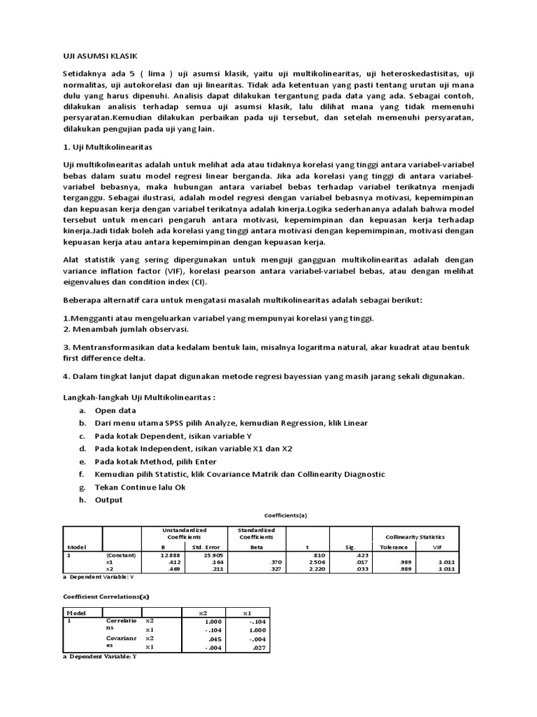 Modul Uji Asumsi Klasik PDF | PDF