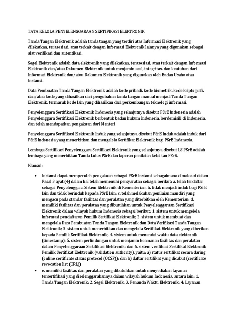 Psre Permenkominfo No. 11 Tahun 2022 | PDF