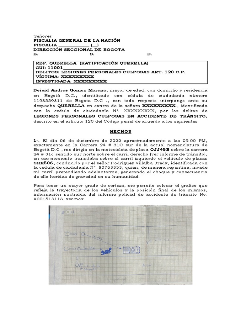 Formato Querella | PDF | Queja | Accidente de tráfico