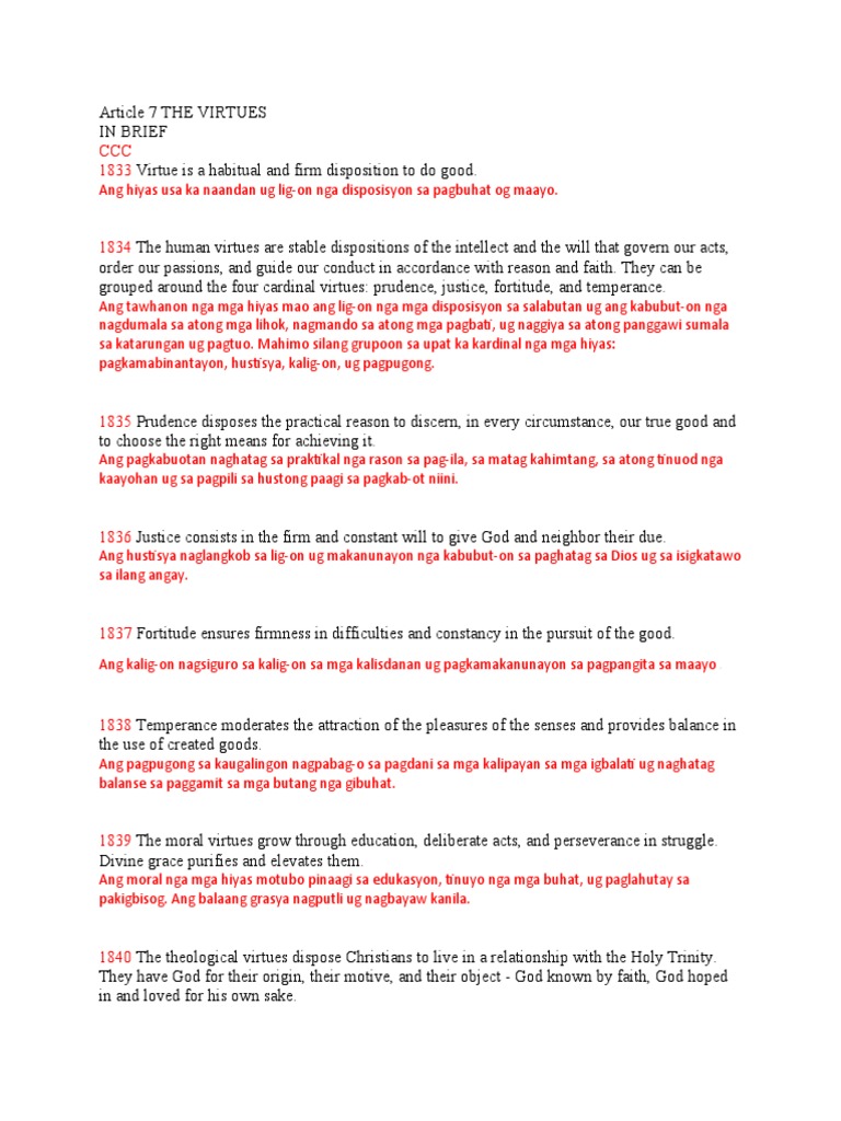 Article 7 THE VIRTUES | PDF