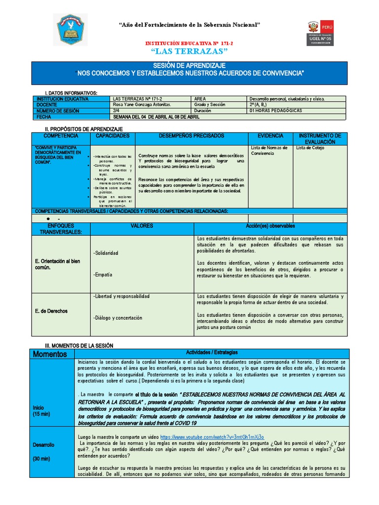 Sesion DPCC 2º | PDF | Evaluación | Aprendizaje