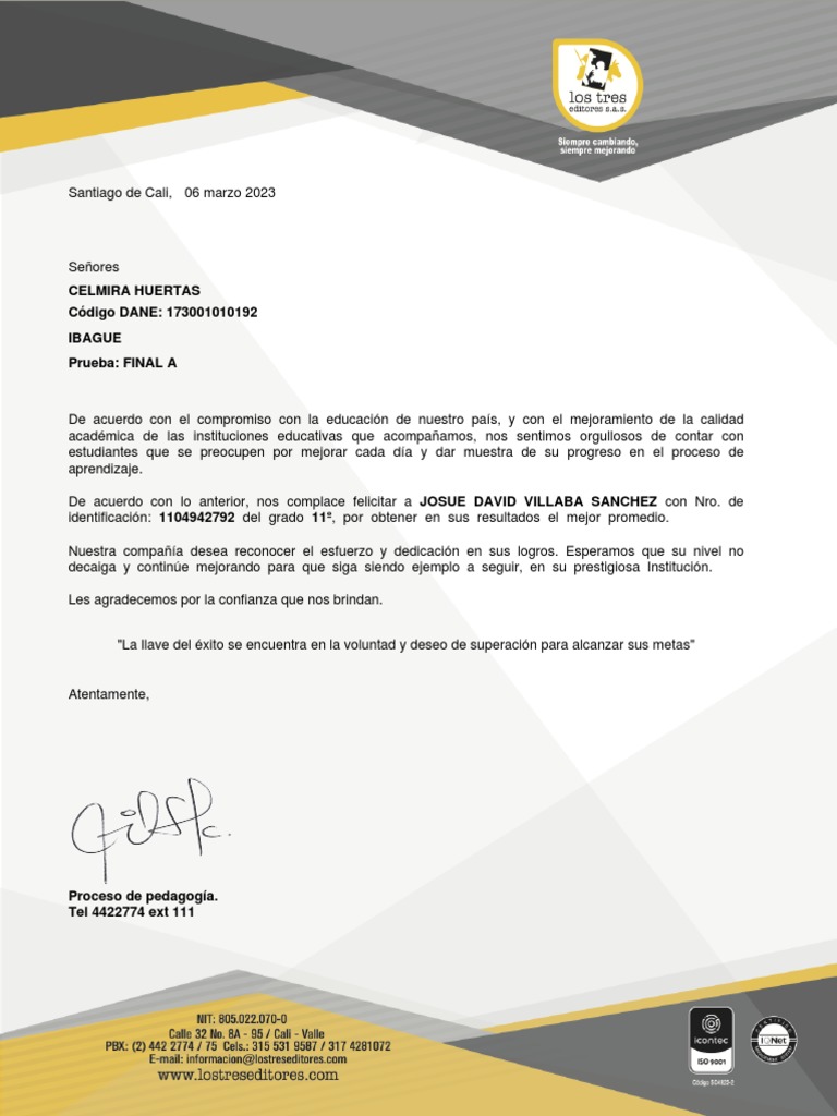 Carta Felicitacion-F) - 11-0 PDF | PDF