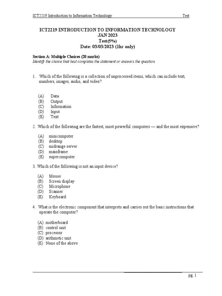 Assessing Fundamental IT Concepts: A Multiple Choice Test on ... Assessing Fundamental IT Concepts: A Multiple Choice Test on ...