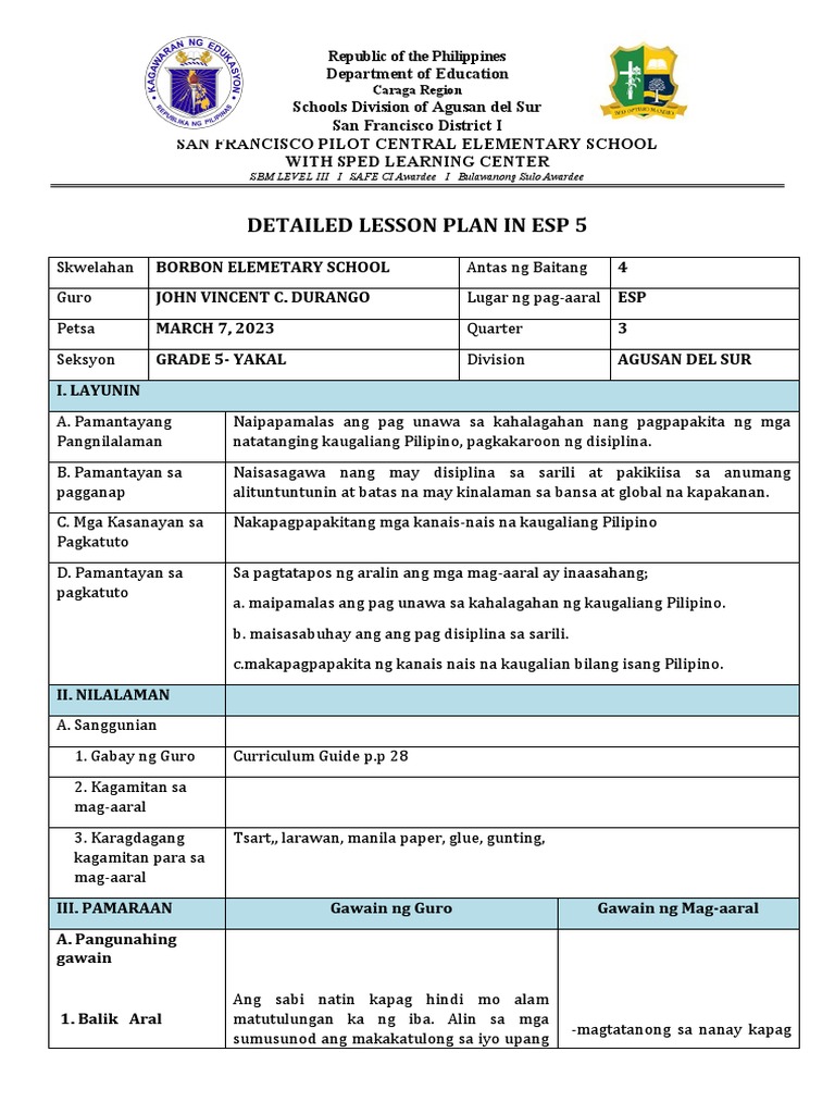 Detailed-Lesson Plan Esp | PDF