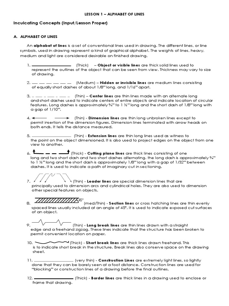 Lesson 1 - Alphabet of Lines | PDF | Drawing