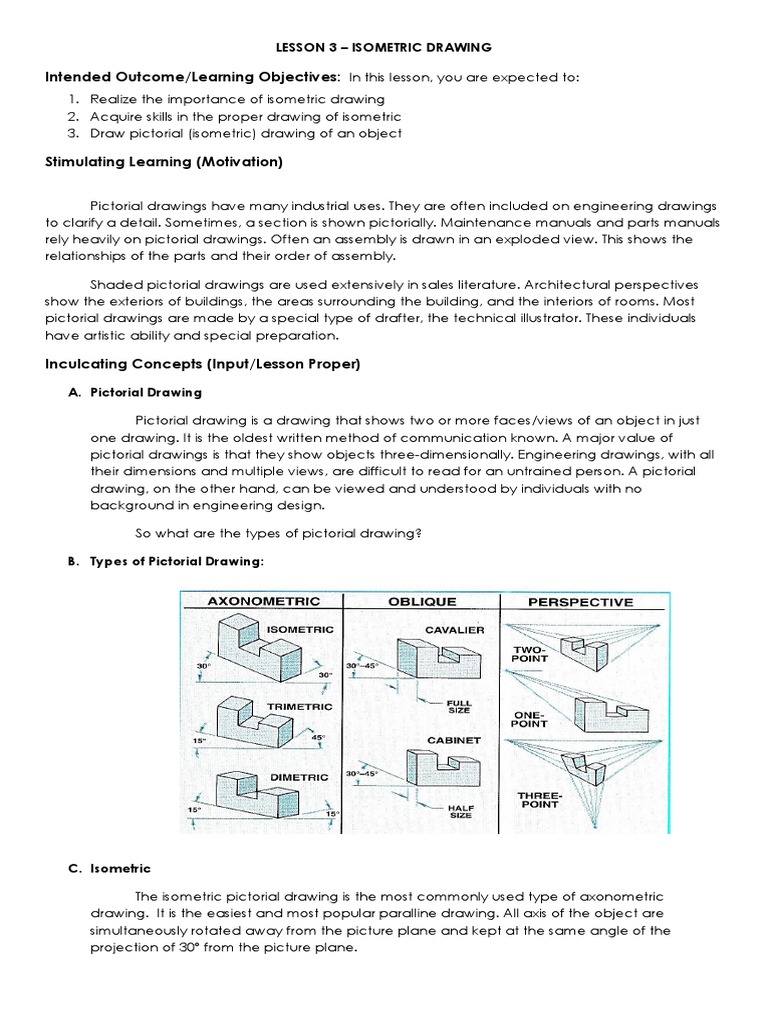 Lesson 3 - Isometric Drawing PDF | PDF | Geometry | Classical Geometry
