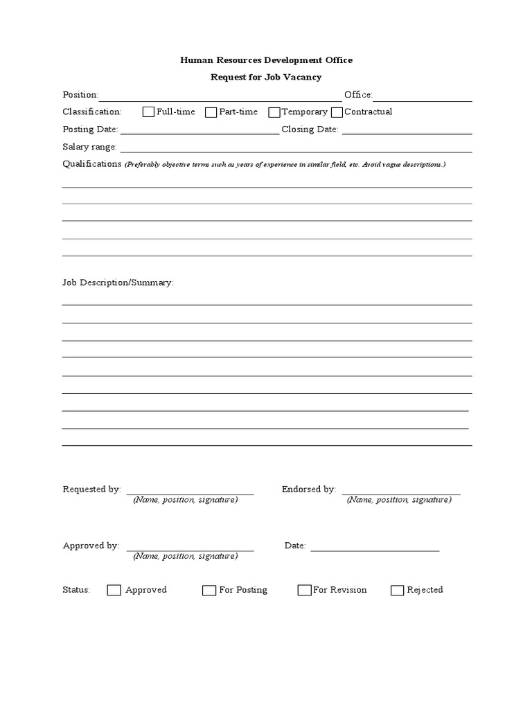 Job Vacancy Form | PDF
