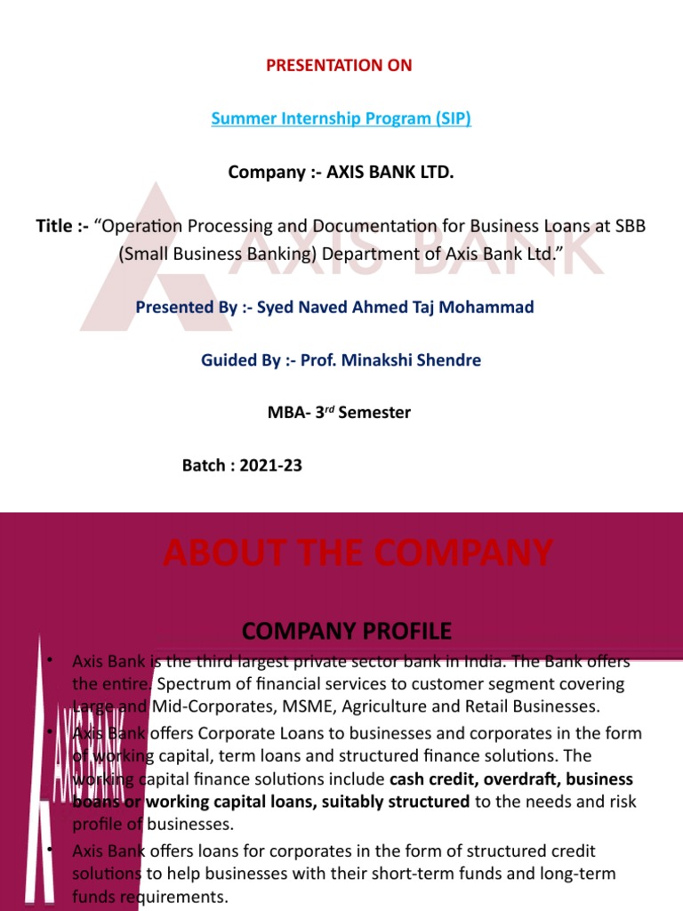 Sip Presentation | PDF | Loans | Banks