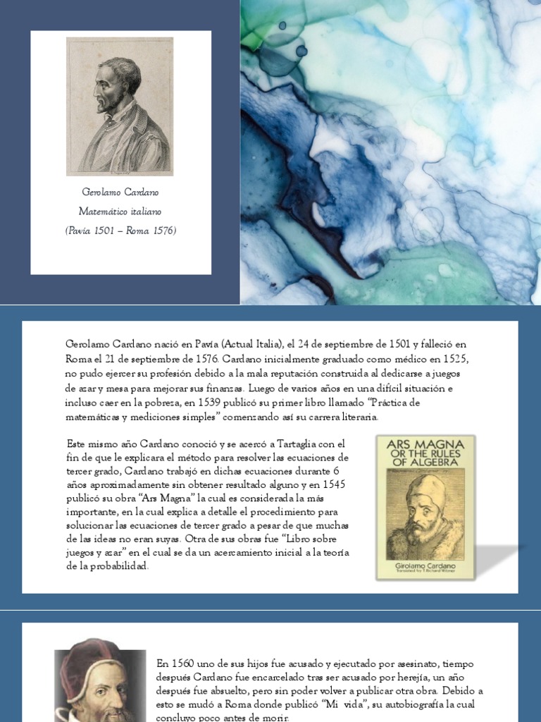 Gerolamo Cardano Matemático Italiano (Pavía 1501 - Roma 1576) | PDF ...