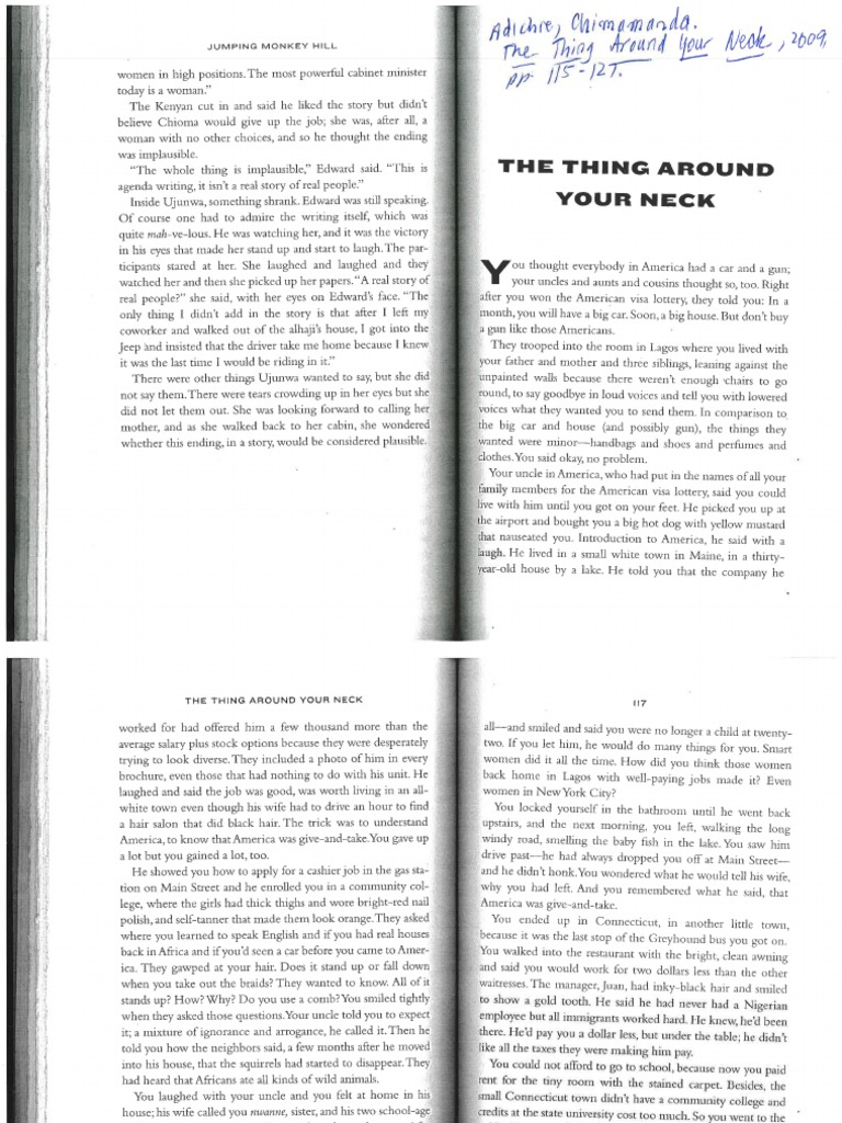 Chimamanda Ngozi Adichie - The Thing Around Your Neck1 | PDF