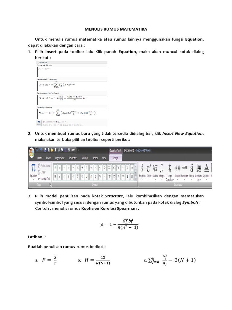 Cara Menulis Rumus Matematika dengan Equation | PDF | Komputer