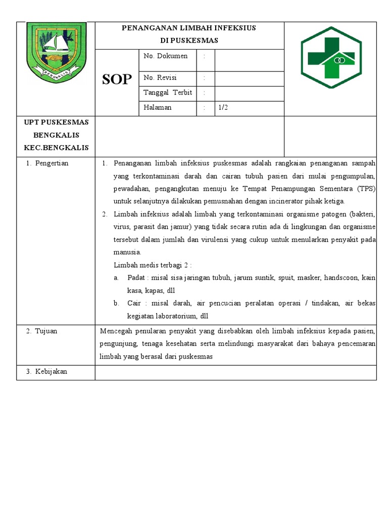 Sop Penanganan Limbah Infeksius | PDF
