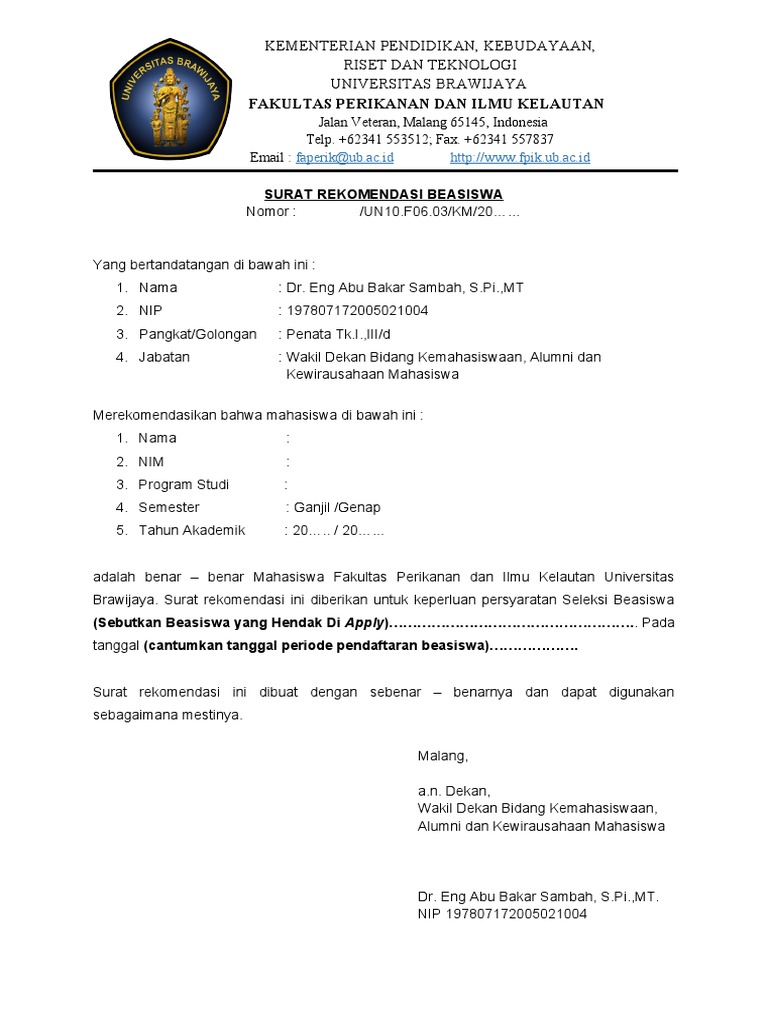 SURAT-REKOMENDASI-BEASISWA.docx | PDF