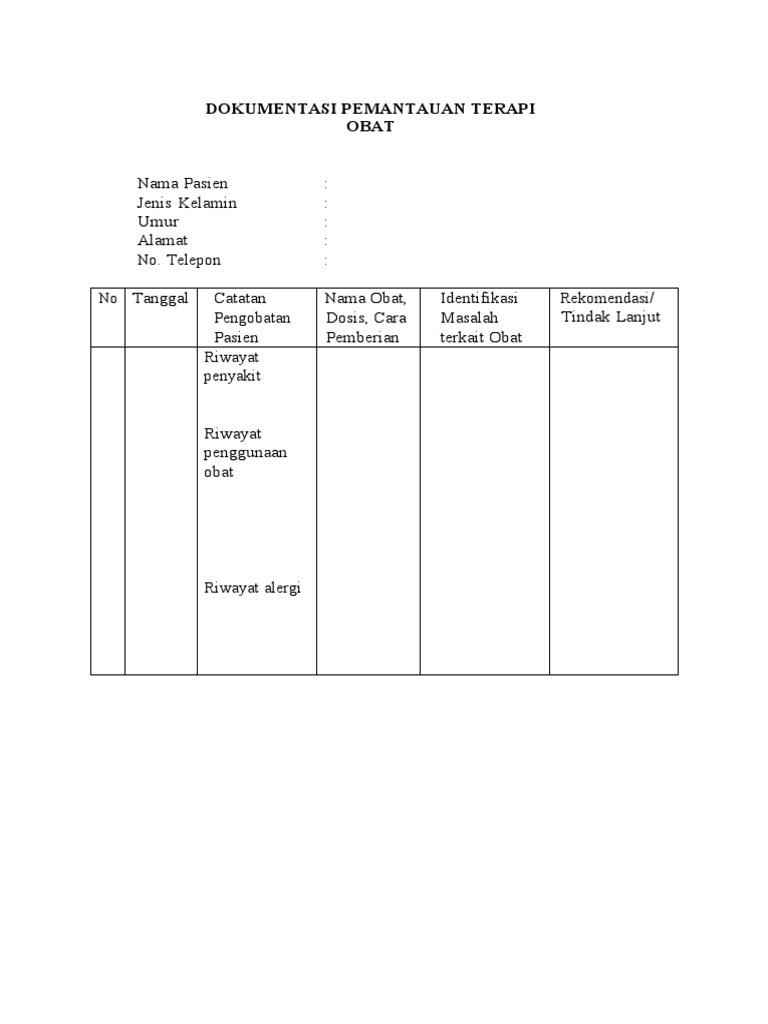 Formulir Pemantauan Terapi Obat | PDF | Kesehatan Holistik | Sains ...