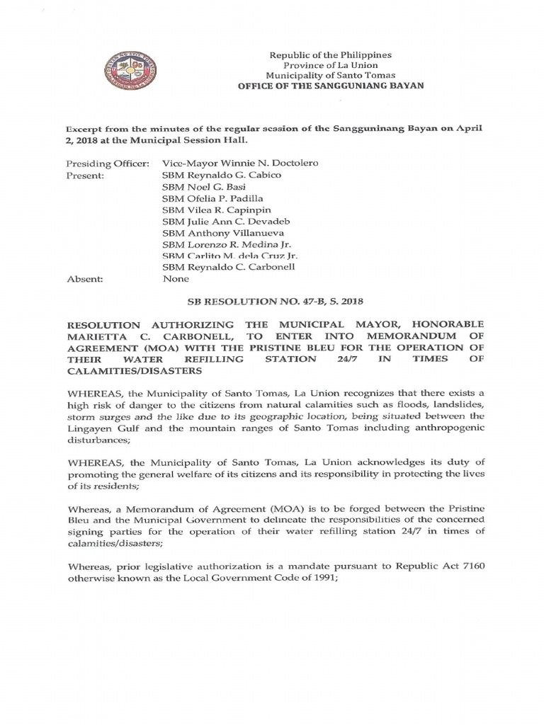 Water Source MOA | PDF