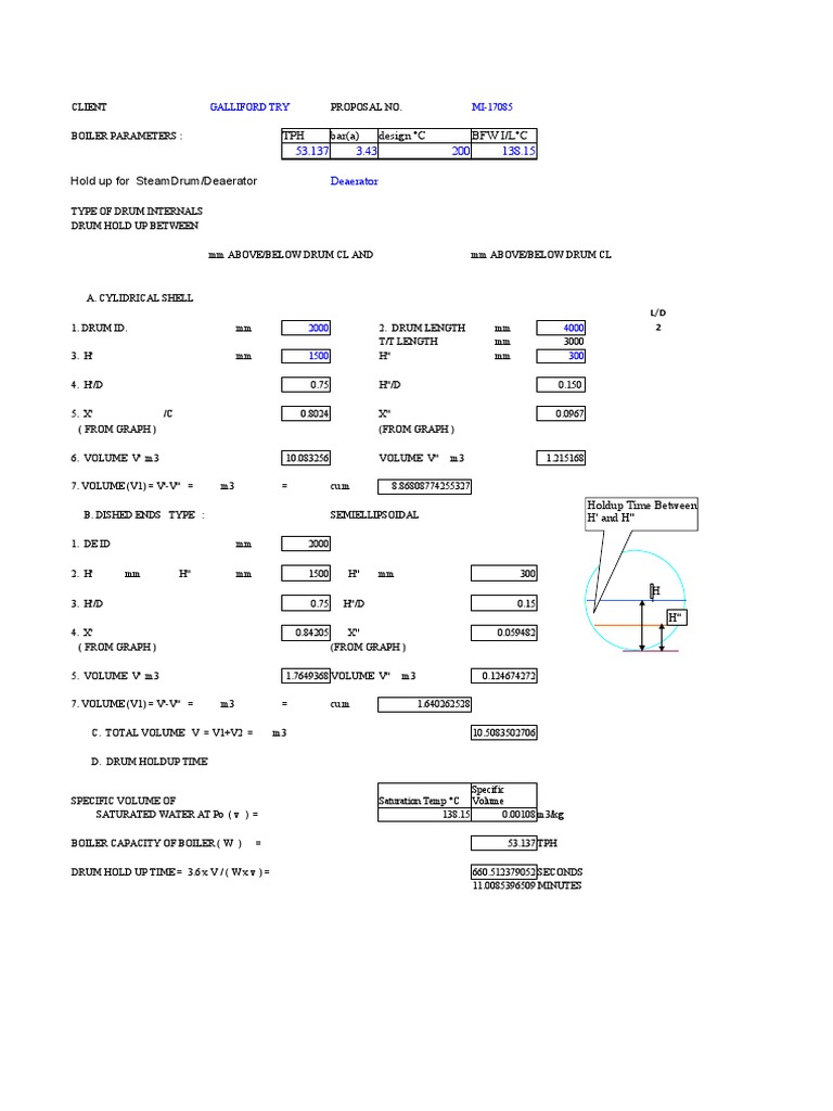 Deaerator Drum Sizing | PDF | Power (Physics) | Physical Quantities