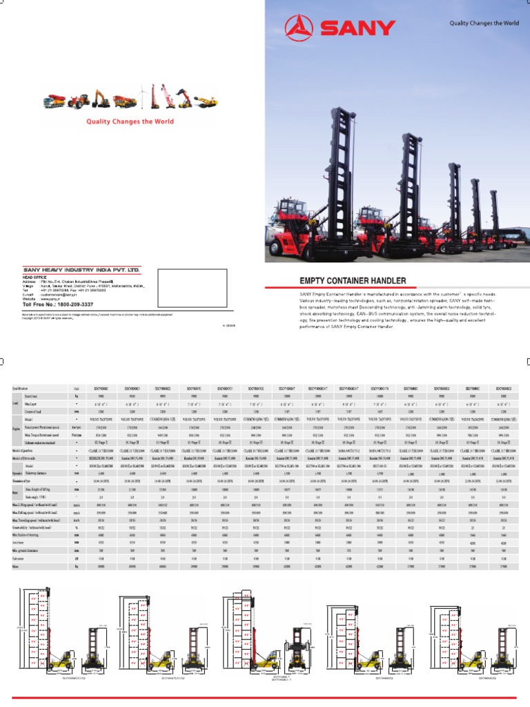 Sany Sdcy90k8c2 9 Ton Empty Container Handler | PDF