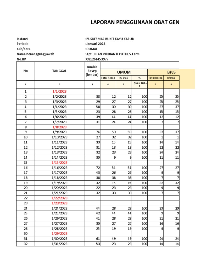 Laporan Penggunaan Obat Generik | PDF