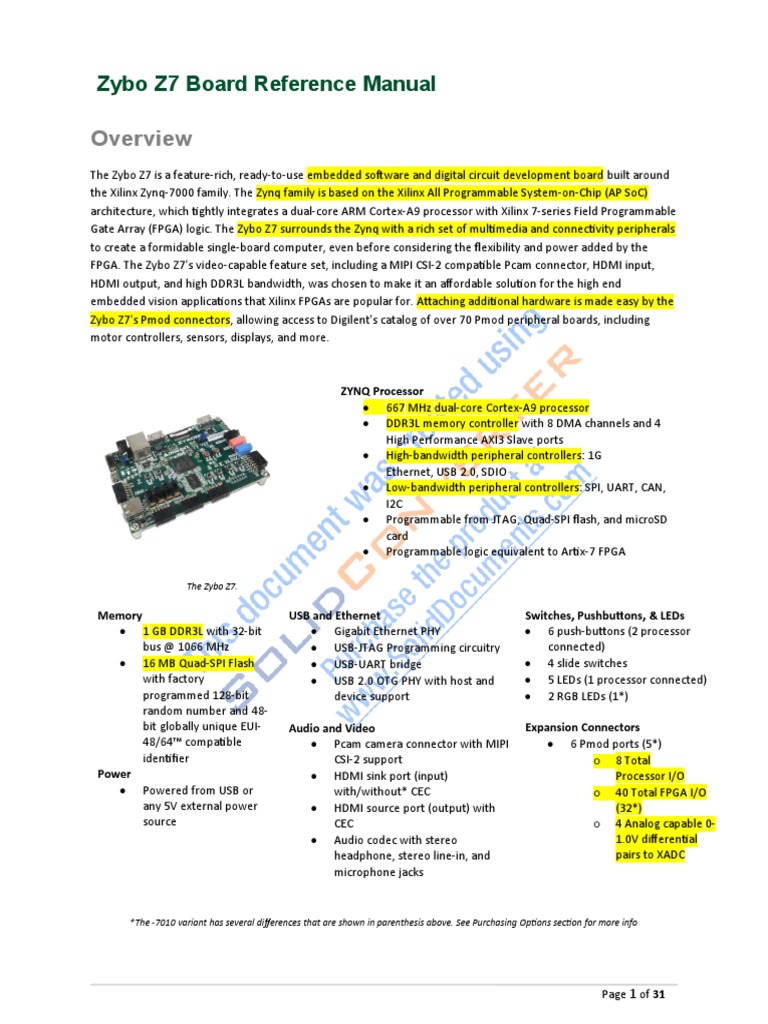 Zybo-Z7 RM | PDF | Field Programmable Gate Array | Booting