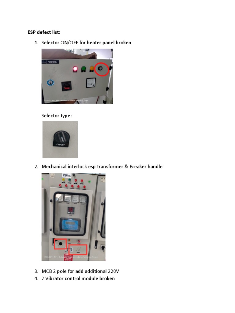 Proposed Repairs for Electrical System Panel Including Broken Selector ...