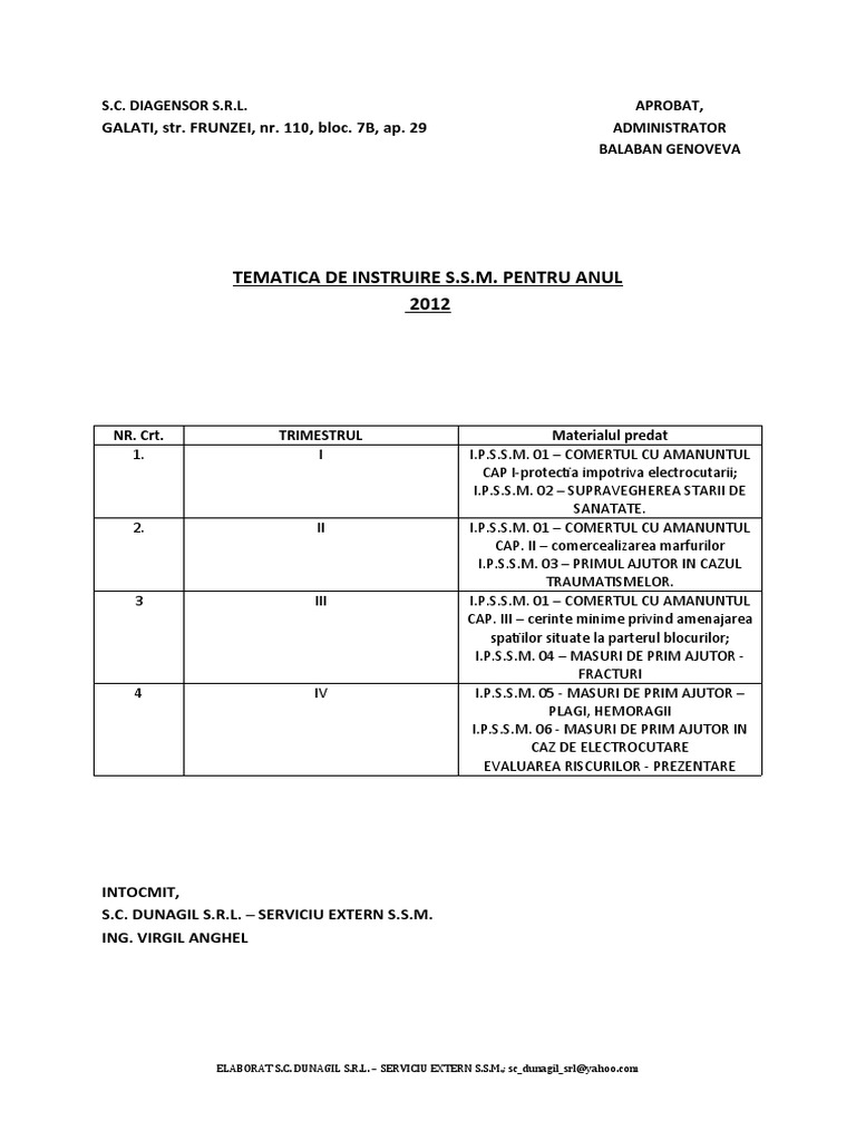 Tematica Instruire | PDF