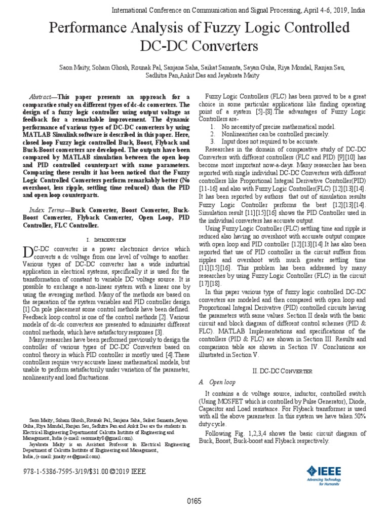 Performance Analysis of Fuzzy Logic Controlled DC-DC Converters - OK | PDF | Control Theory ...