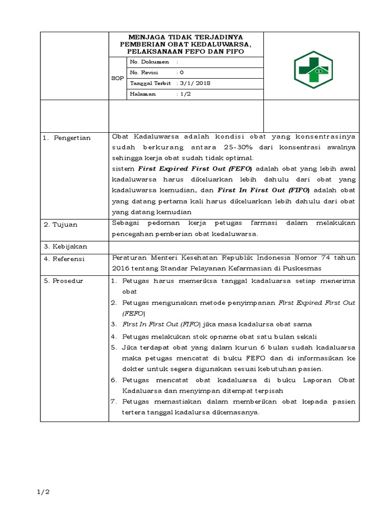 8.2.2.5 Sop - Farmasi | PDF